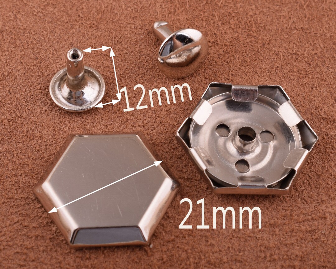 Large Hexagon Silver Metal Rivets,12*21mm Utton Double Cap Rivets ...