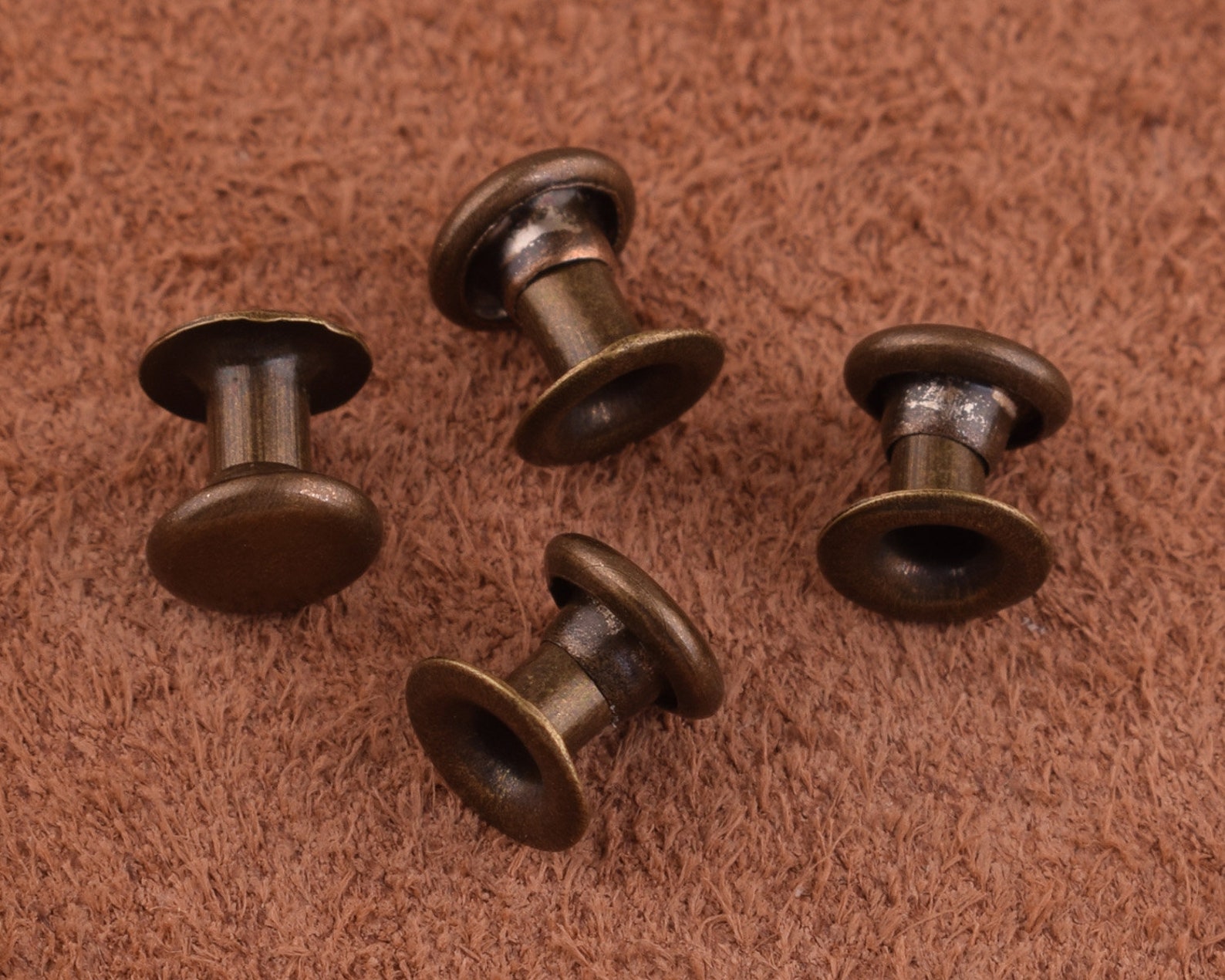 100sets 6*6mm Bronze Rivets Metal Button Double Capped Rivets Double ...