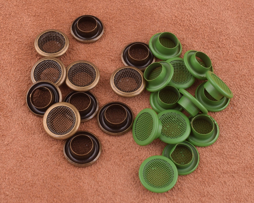 100pcs Bronze/green Eyelets With Mesh Round Grommet Eyelets 8mm for ...