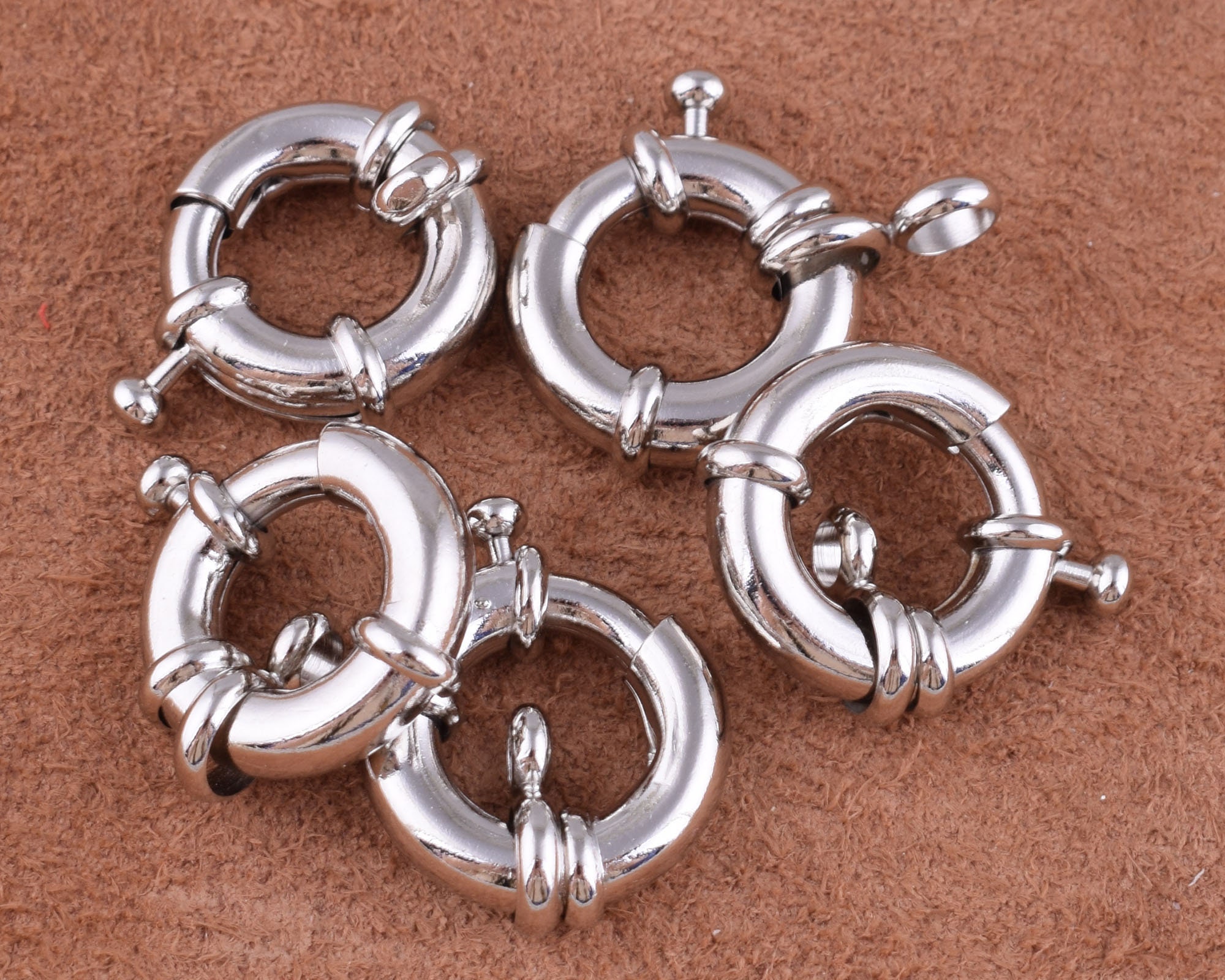 20pcs Spring Ring Clasp Round Clasp Silver Bolt Clasps,10mm Necklace ...