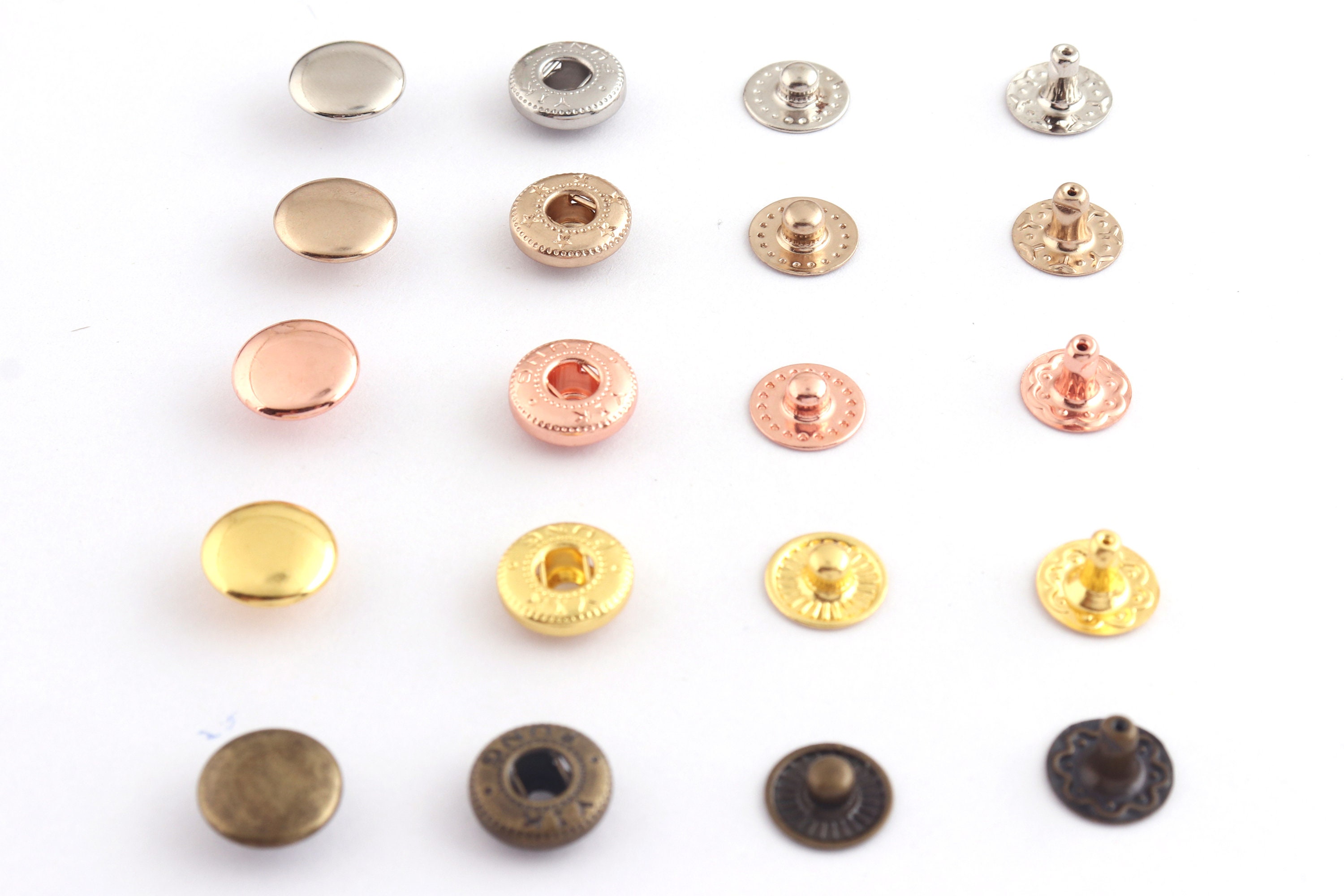 10 Set Round Snap Button Snap Fastener Bronze/gold/rose | Etsy