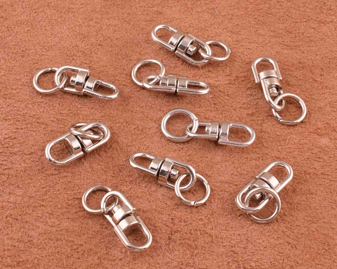 100pcs Silver Swivel Ring Connectors,360º Swivel Joint Charm Link Key ...