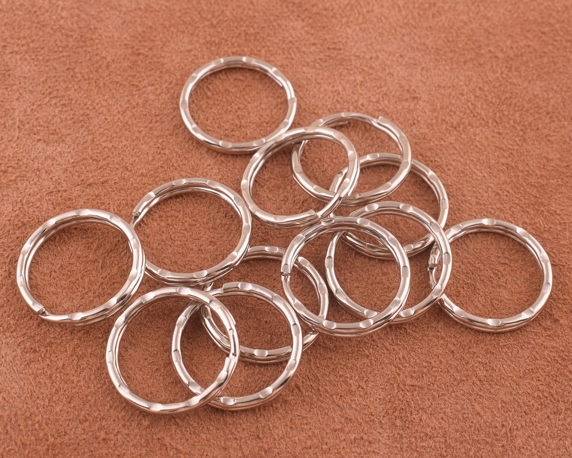 50pcs Iron Silver Key Ring Silver Ribbon Key Chain Round Split - Etsy