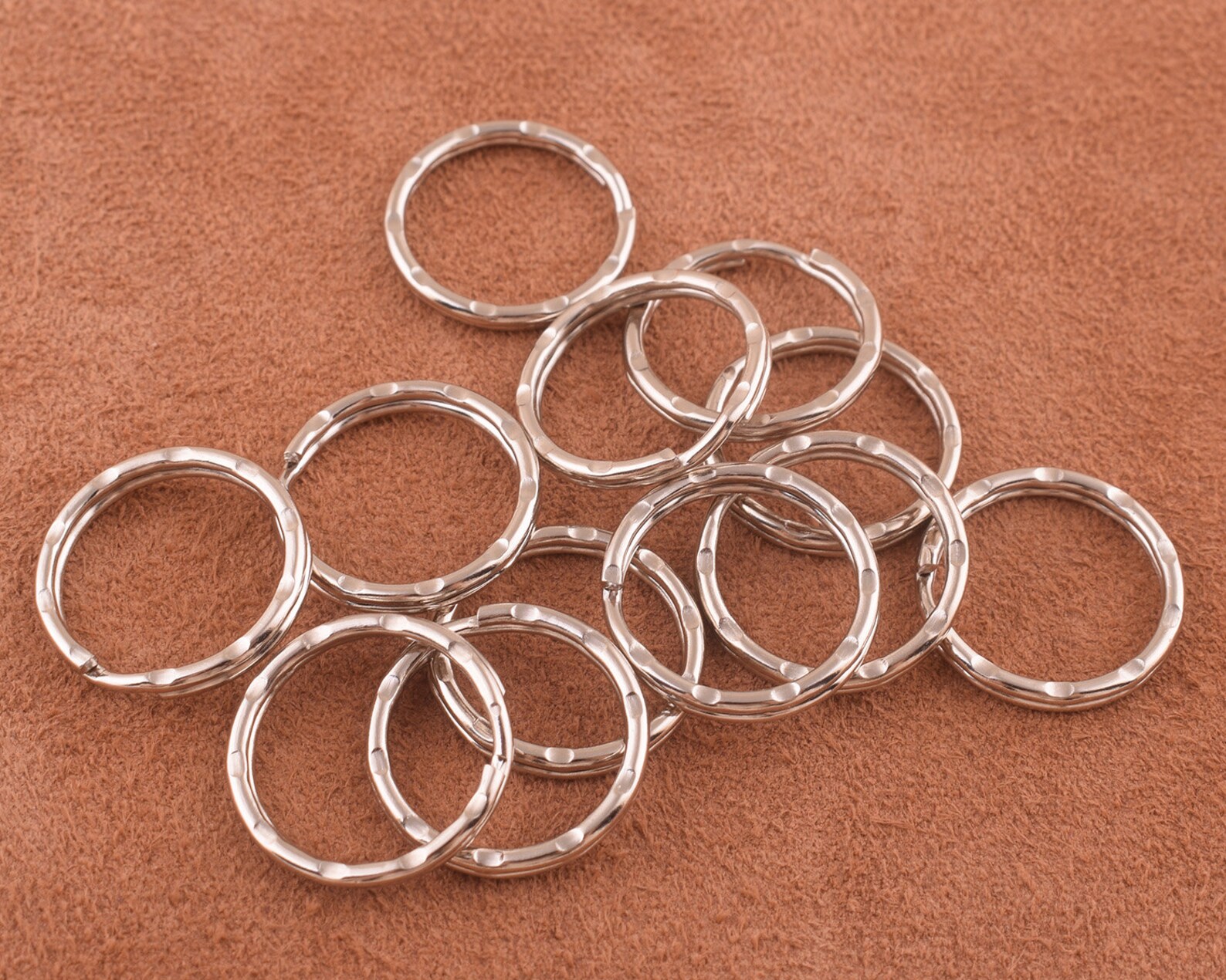 50pcs Iron Silver Key Ring Silver Ribbon Key Chain Round Split - Etsy