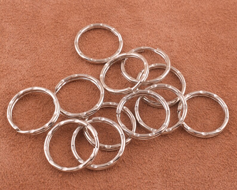 50pcs Iron Silver Key Ring Silver Ribbon Key Chain Round Split - Etsy