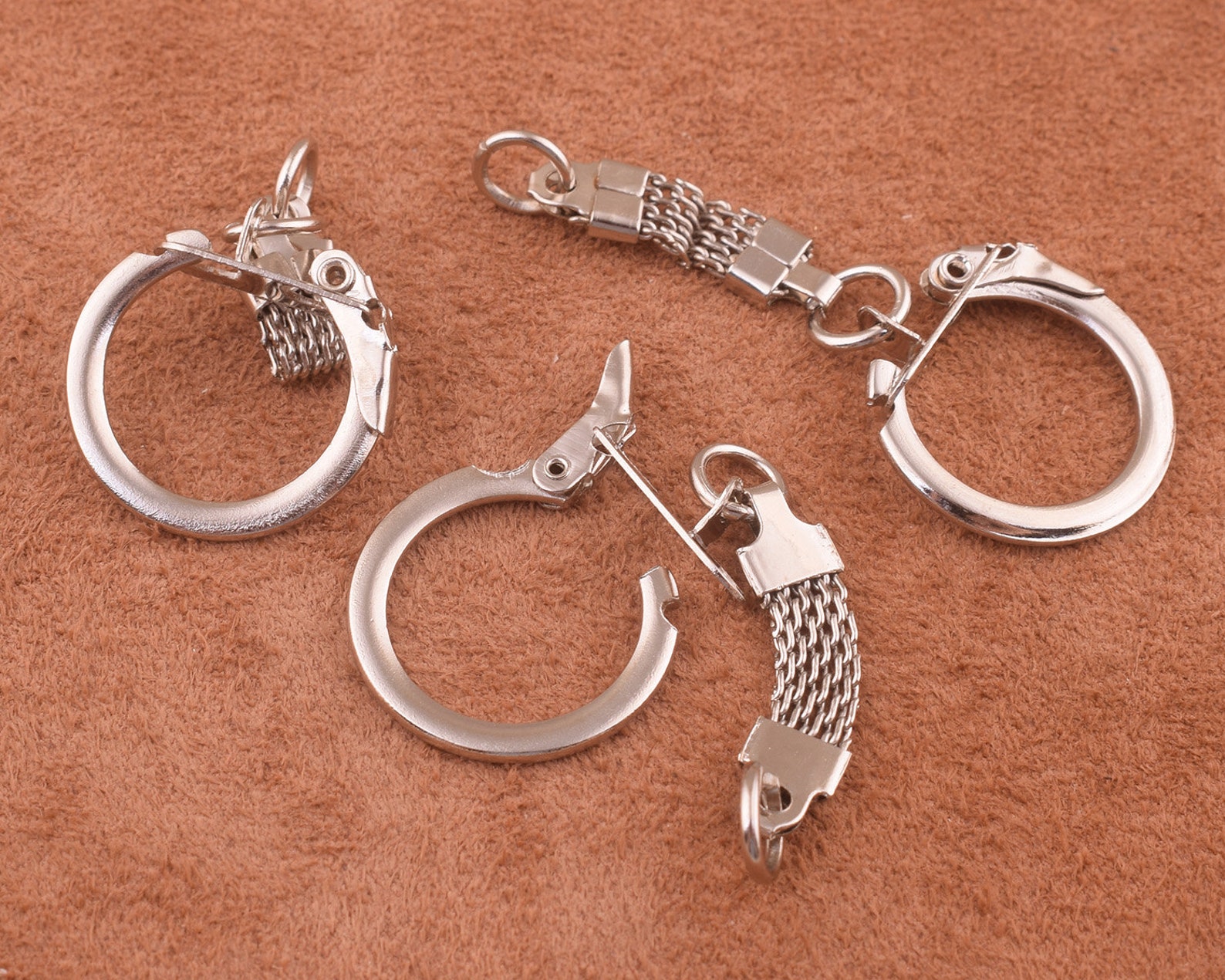 10 Pcs Silver Key Chain Rings with Attached Chain 5617mm | Etsy