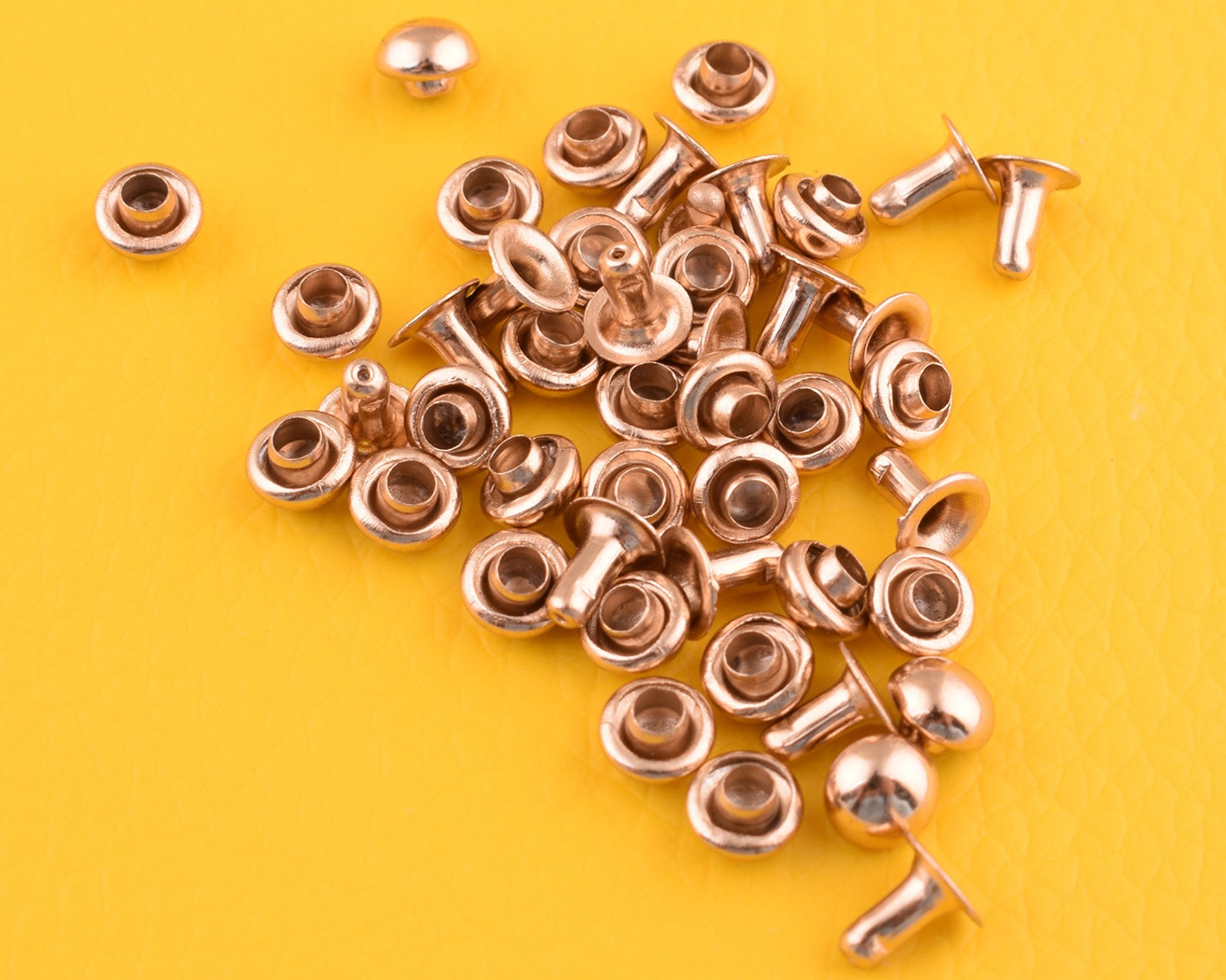 100sets 5*5mm Mini Matte Light Gold Rivets Metal Button Double Capped ...