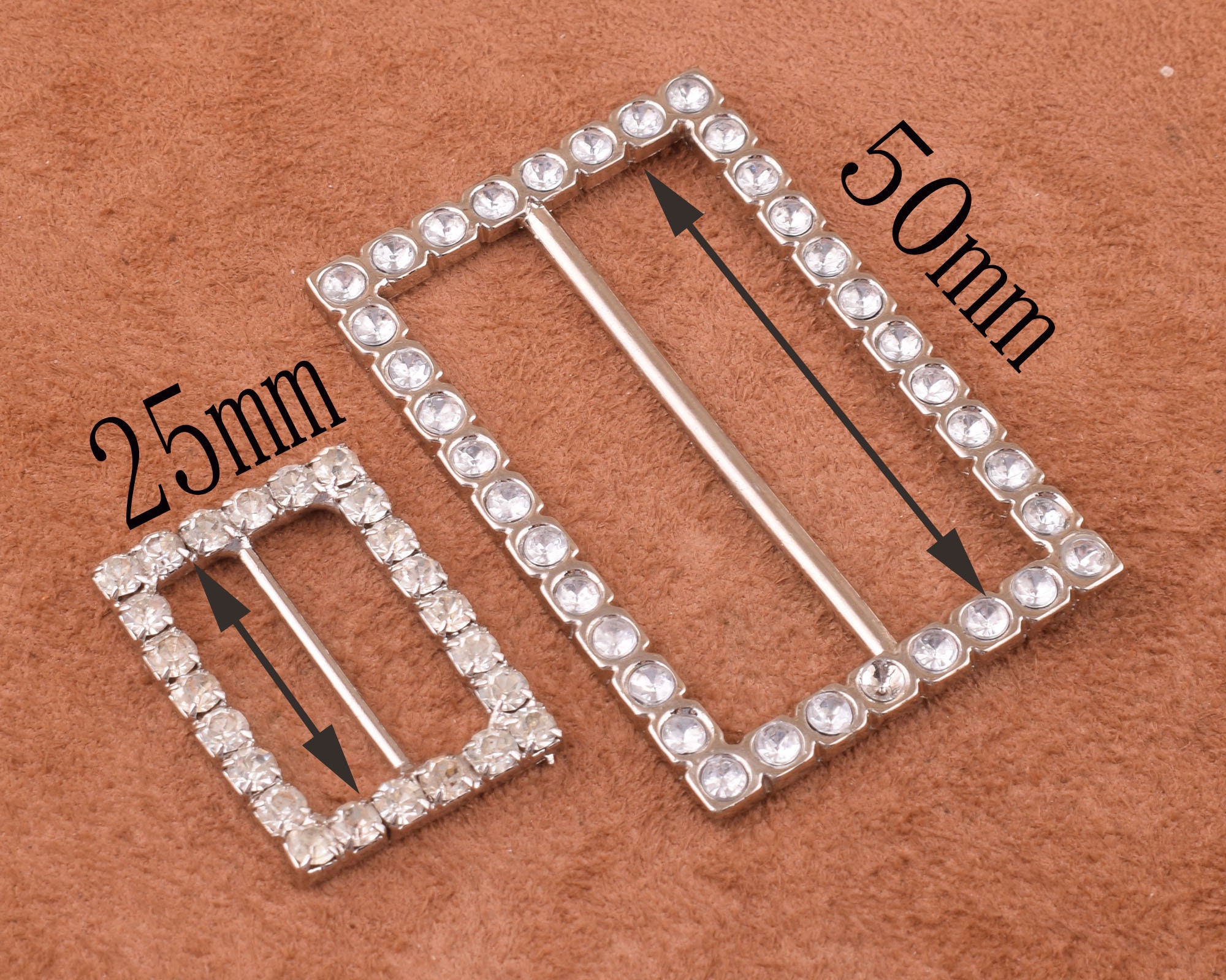 Silver rectangle buckle 10 pcs Square Crystal Rhinestone | Etsy