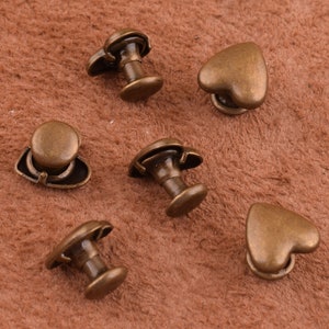 100 Sets Heart Shape Rivets,bronze Dome Rivets Double Cap Rivet,9*7mm ...