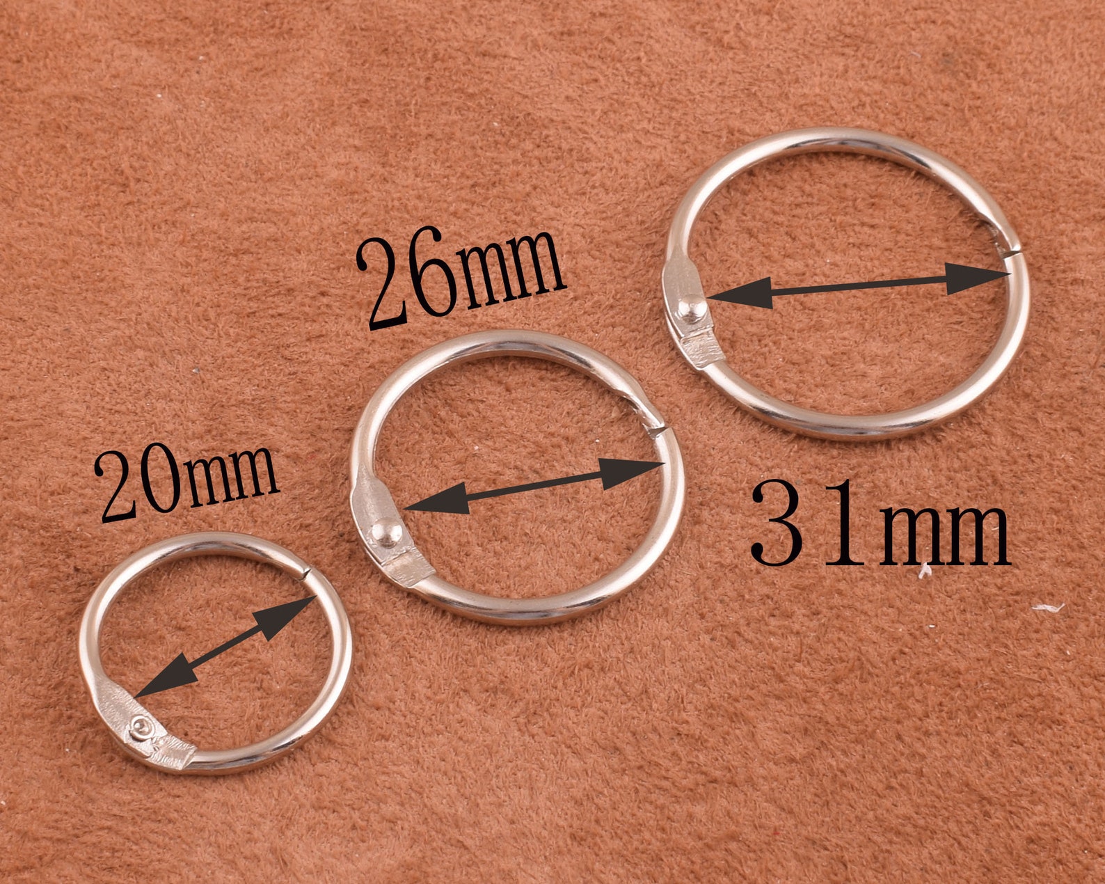 Silver Binder Rings Hinge Sleepers Split Ring 31/26/20mm Snap Rings ...