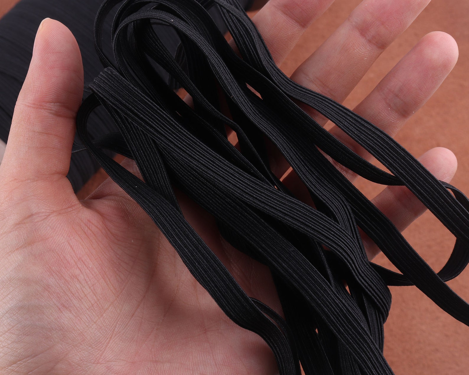 Elastic cord 7mm Elastic bands black Flat Trim Elastic rope | Etsy