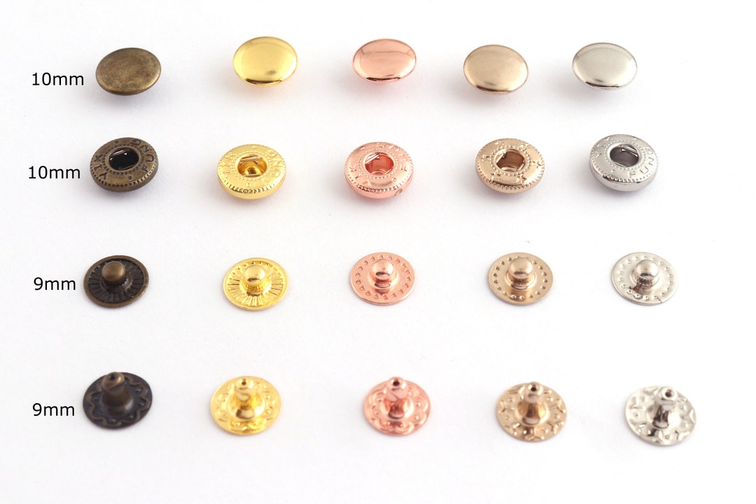 10 Set Round Snap Button Snap Fastener Bronze/gold/rose Gold/light Gold ...