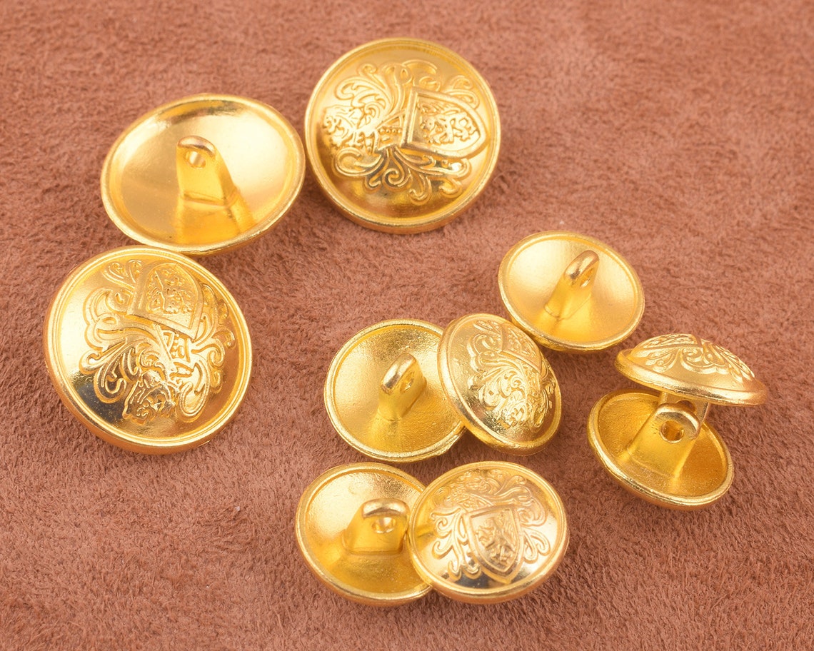 Shield Style Button 10pcs 15/21mm Gold Mark Button Metal Shank Button ...