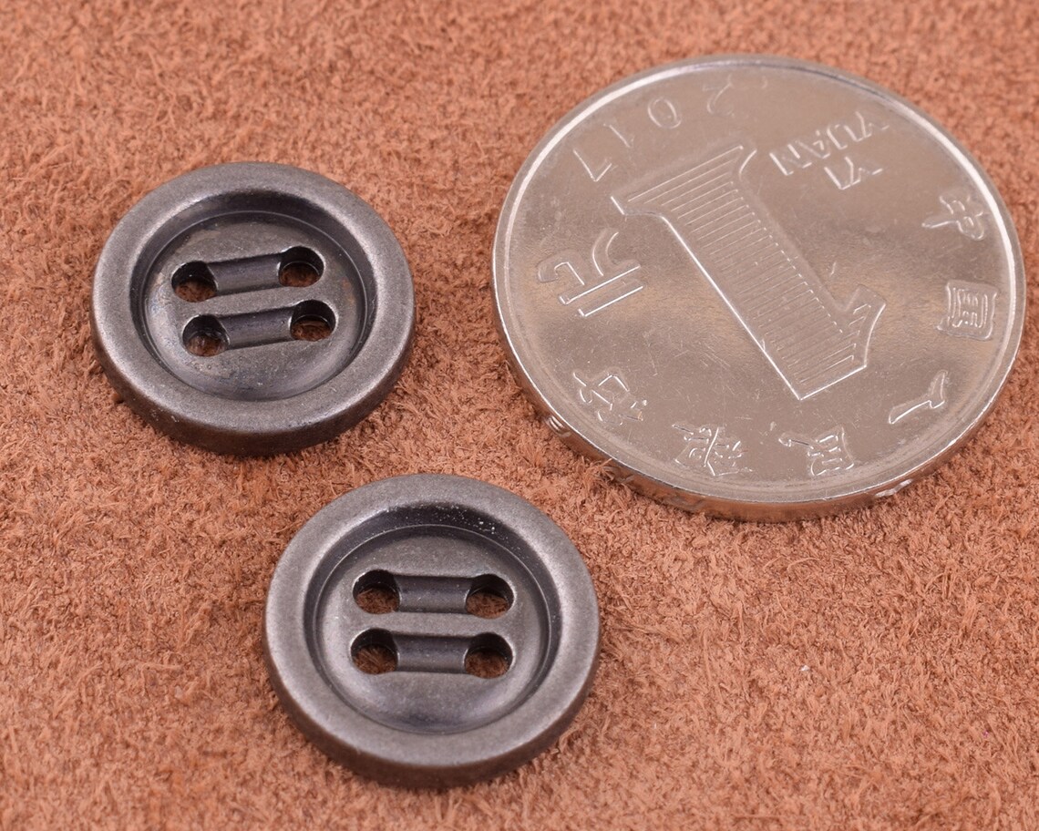 10pcs 15mm Gun Black Buttons Metal Shank Buttons Coat Button With Four ...