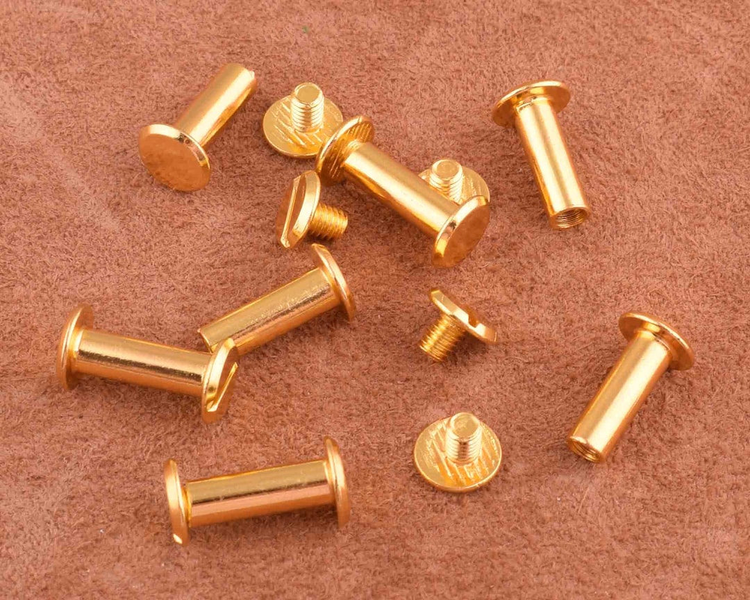 20 Sets Pure Solid Screw Rivets,16*9mm Chicago Screw Gold Leather Rivet ...