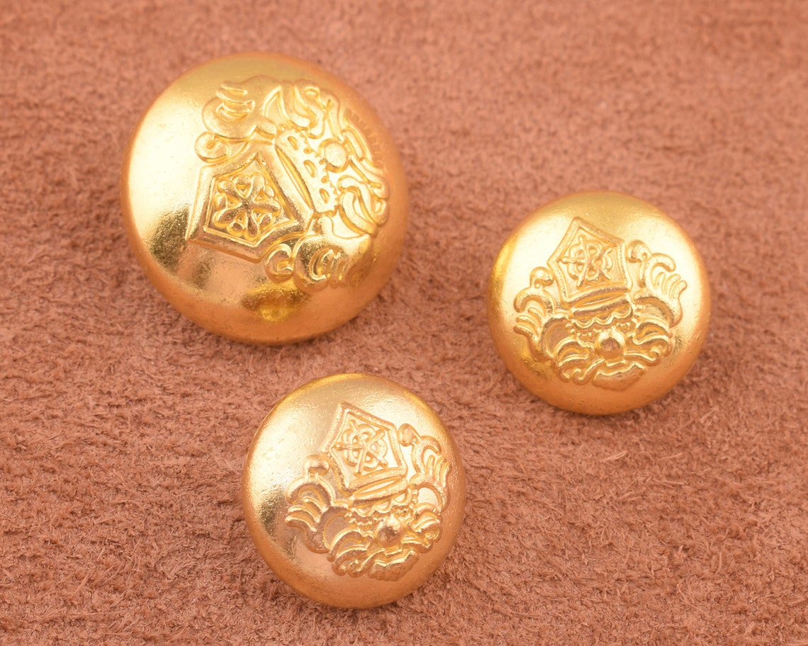 The shield design Metal Button Gold Metal Buttons Shank | Etsy