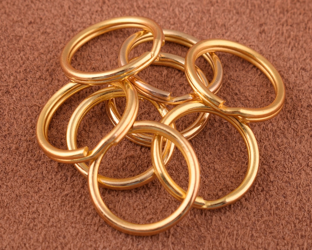 15 Mm Light Gold Key Rings,great for Key Rings,solid Brass Round Flat ...