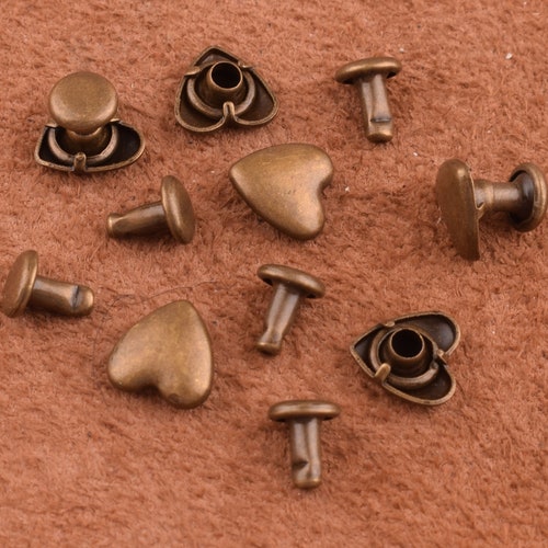 100 Sets Heart Shape Rivetsbronze Dome Rivets Double Cap - Etsy