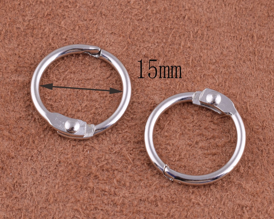 Hinged Clicker Ring Metal Silver Book Card Binder Hinge Snap O Ring ...
