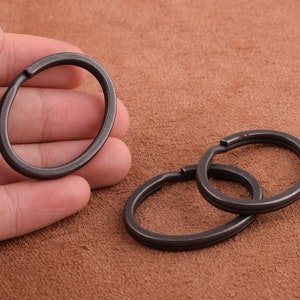 20 Pcs 30mm Oval Key Rings Solid Black Nickel Round Flat Split Key Ring ...