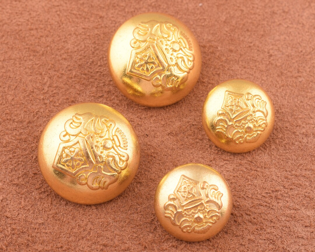 The Shield Design Metal Button Gold Metal Buttons Shank Vintage Jewelry ...