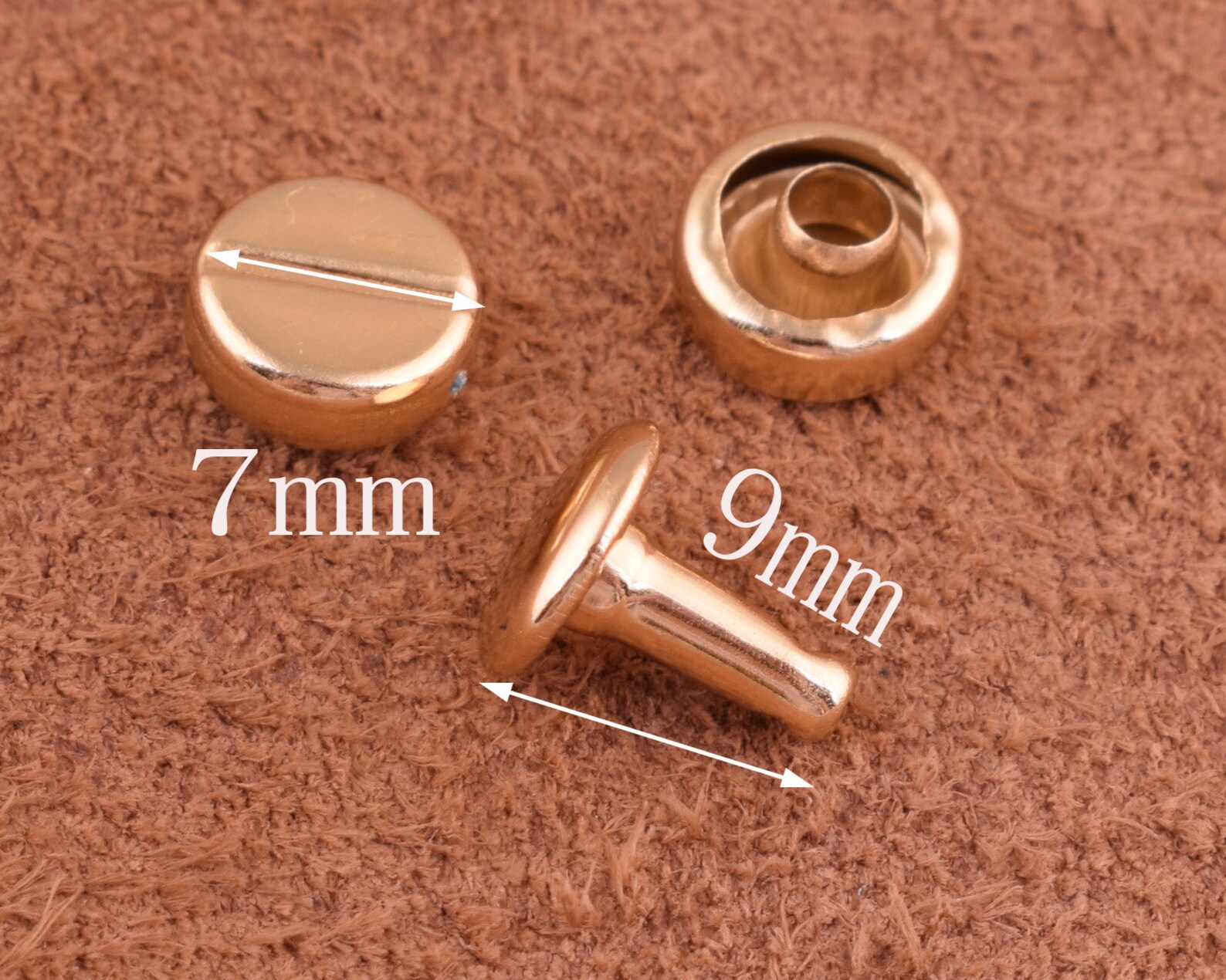 Light Gold Medium Rivets 79mm Metal Button Double Cap Rivets | Etsy