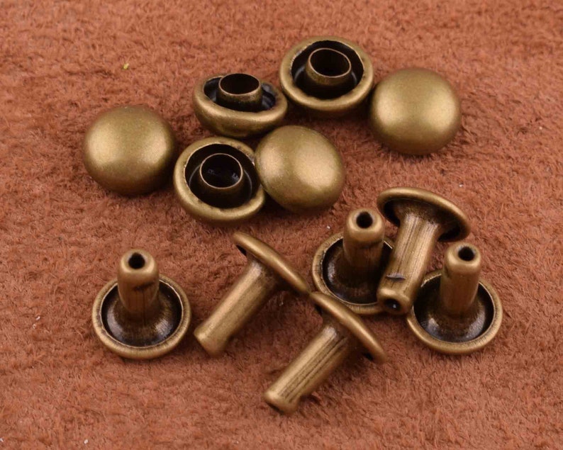 Double Ball Cap Rivets 100pcs Round Metal Ball Rivetsbronze - Etsy