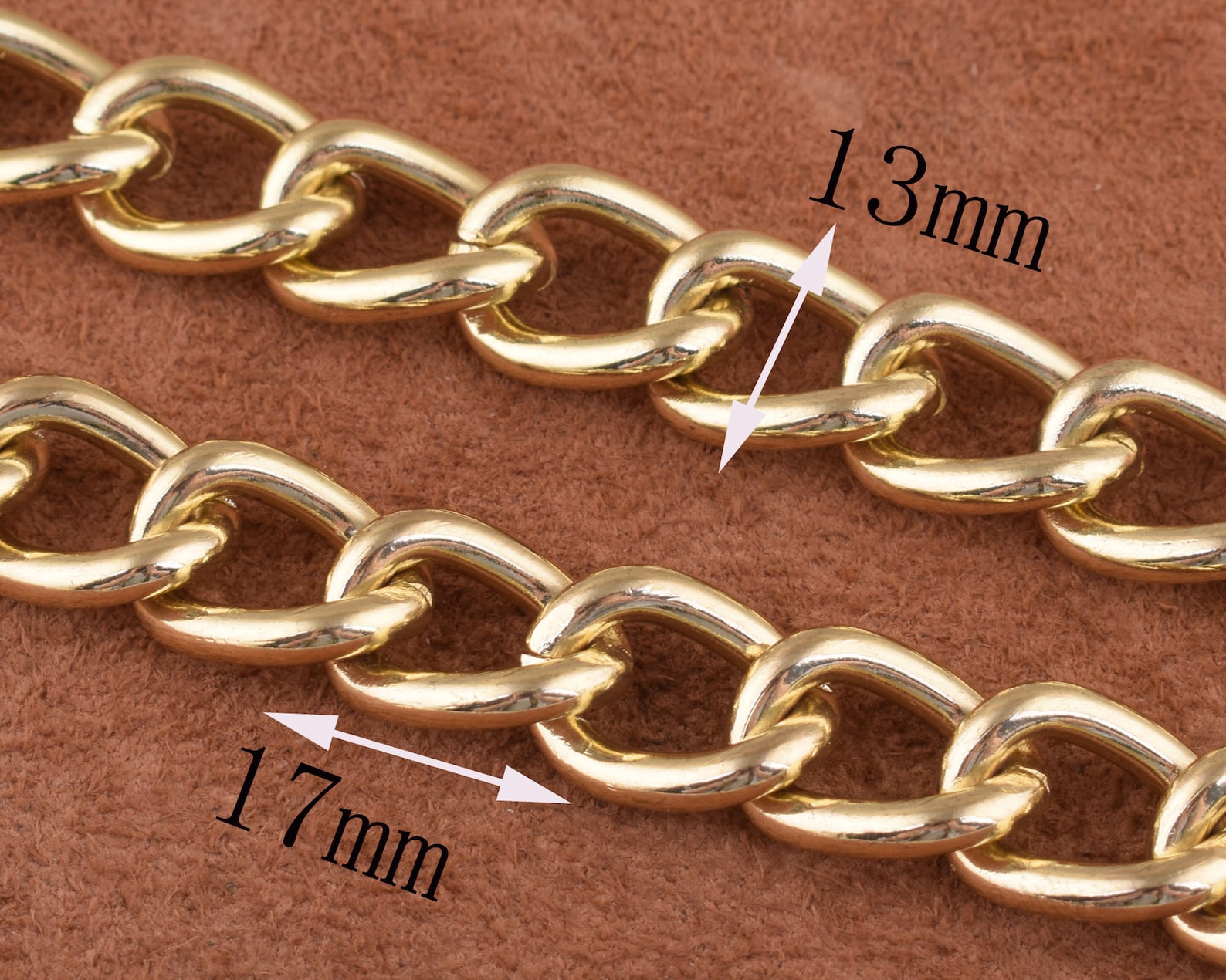 1713mm Curb Open Link Chain Light Gold Metal Chain Link Thick Metal ...