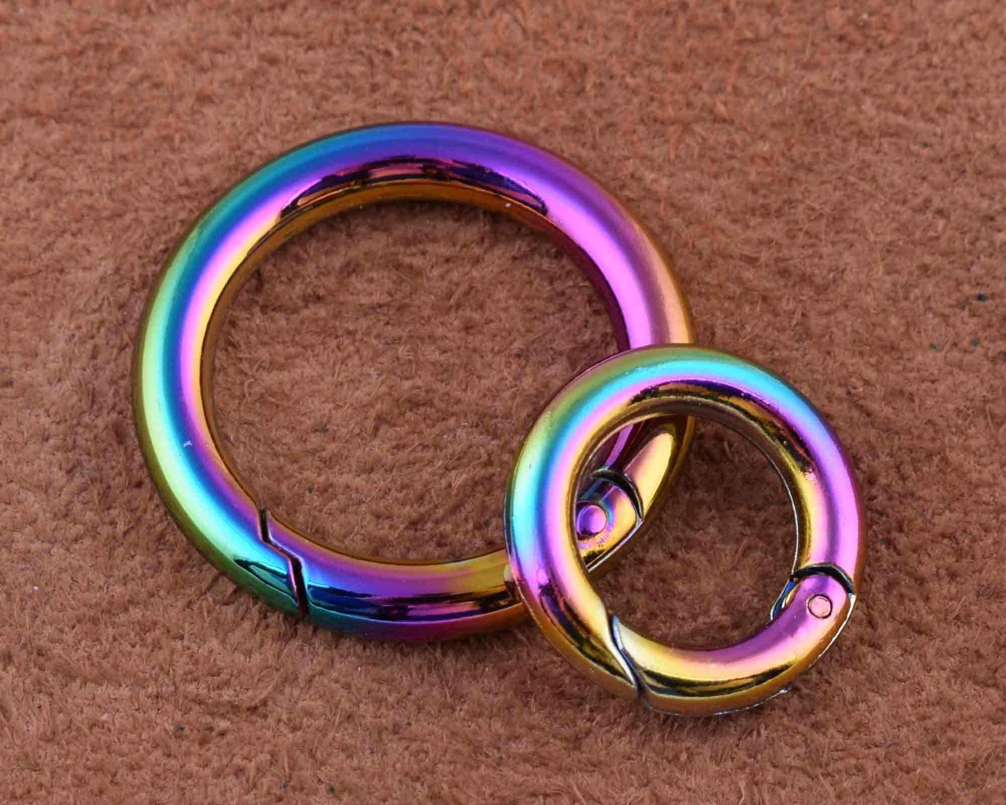 Spring gate ring rainbow metal o rings spring ring clasp zinc | Etsy