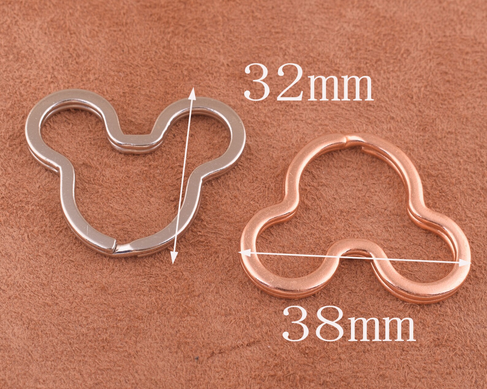 Silver/rose gold Mickey Mouse shaped key ring32 38mm Cute | Etsy