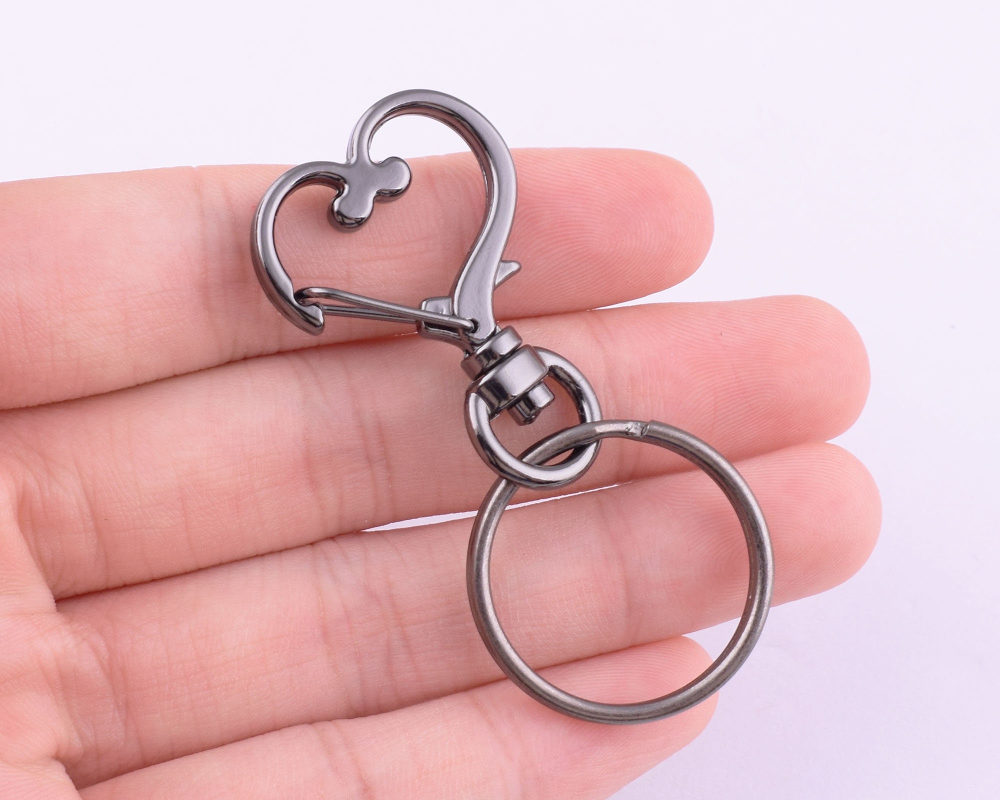 10pcs Swivel Snap Hooks With Split Key Ring,57*25mm Heart Shaped Swivel ...