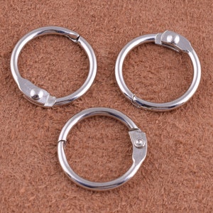 Hinged Clicker Ring Metal Silver Book Card Binder Hinge Snap O Ring ...