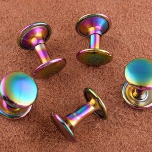 Rainbow Double Cap Rivets 13 SETS Studs Metal Button Double Head Rivets ...