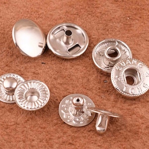 50 Sets Metal Snap Button, Silver Snap Buttons 13mm Snap Fasteners ...