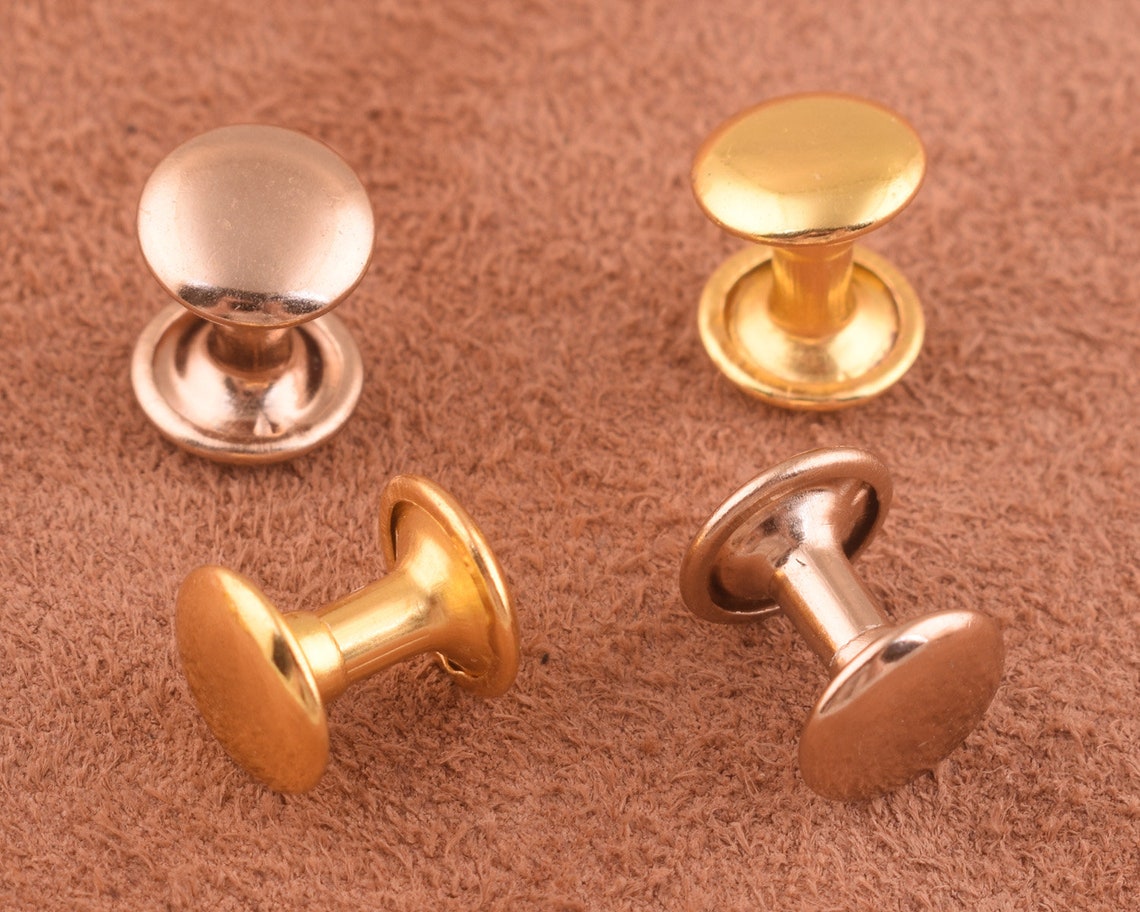 Light gold/gold medium Rivets 119mm Metal Button Double Cap | Etsy