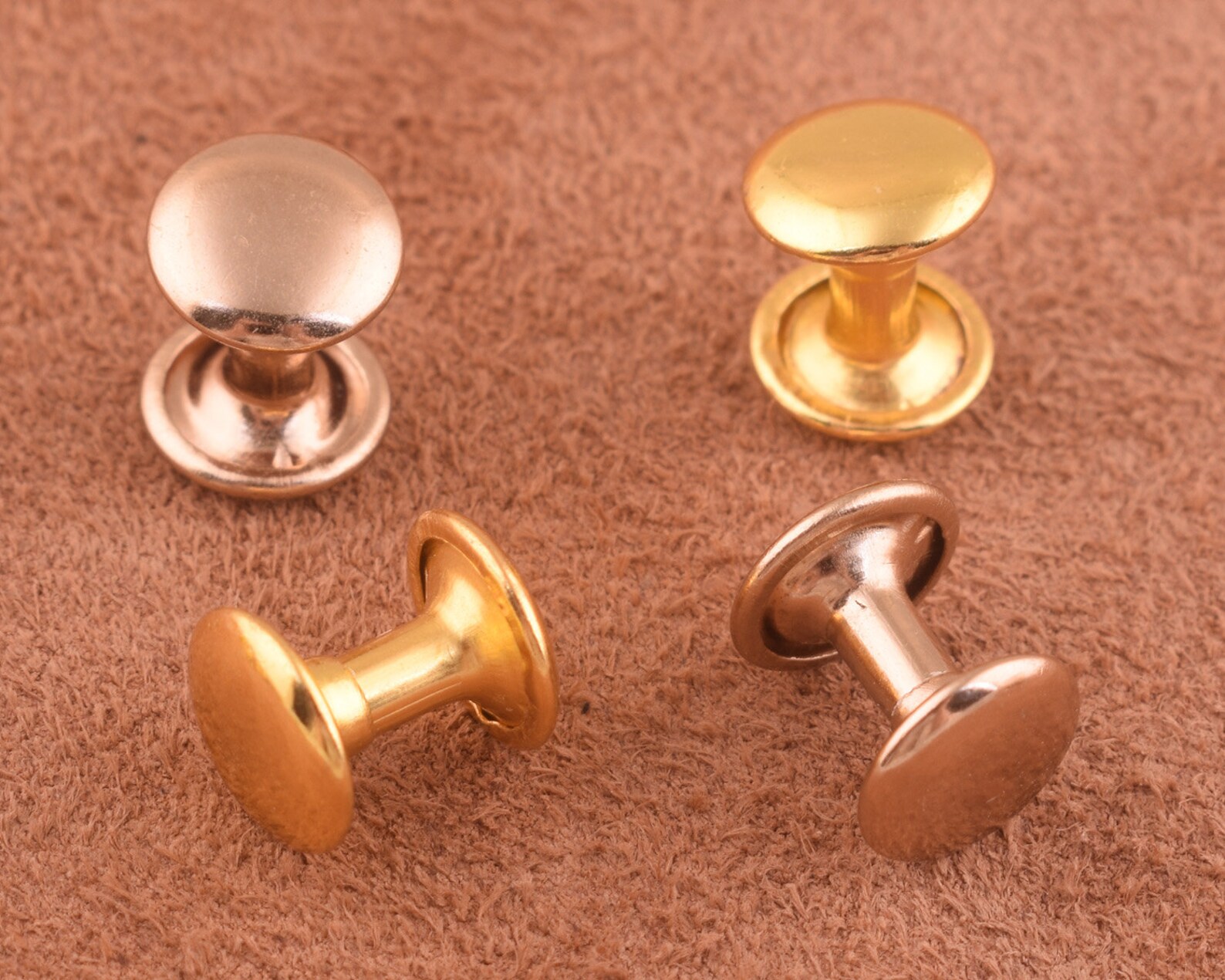 Light gold/gold medium Rivets 119mm Metal Button Double Cap | Etsy