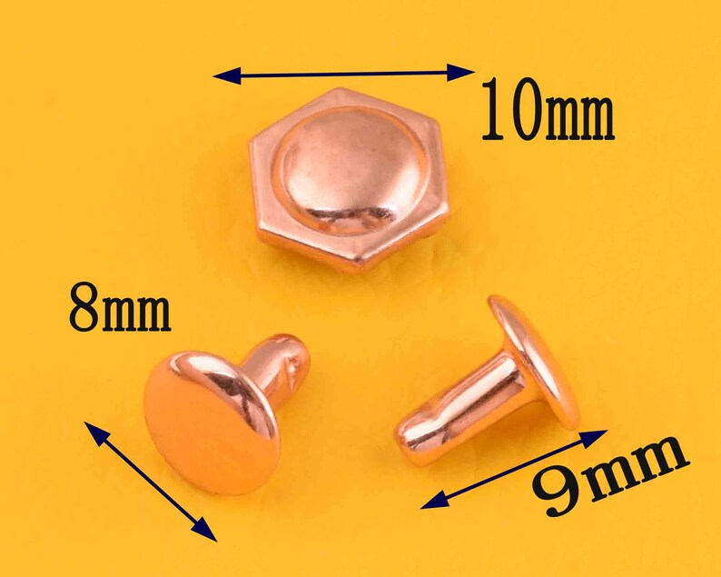 100 Sets Rose Gold Double Cap Rivets Rapid Rivets Hexagon Rivets ...