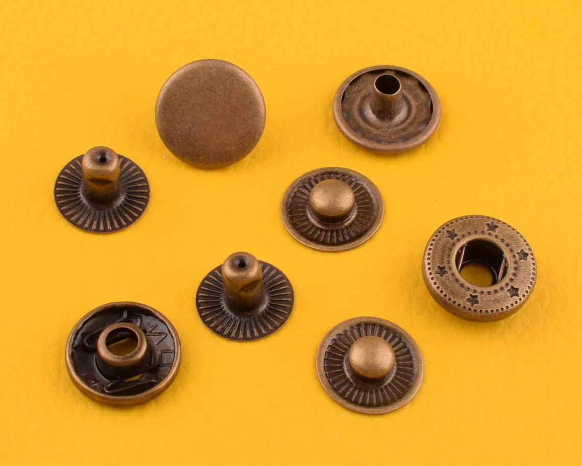 Metal Snap Buttons50 Sets Iron Bronze Round Snap Fasteners | Etsy