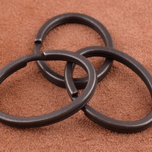 20 Pcs 30mm Oval Key Rings Solid Black Nickel Round Flat Split Key Ring Hang Chain Hook DIY ...