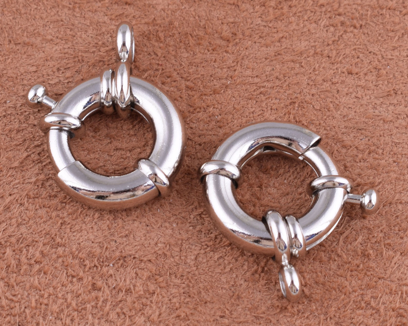20pcs Spring Ring Clasp Round Clasp Silver Bolt Clasps,10mm Necklace ...