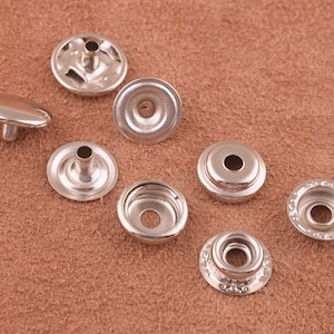 30sets Metal Snap Button Silver 12mm Snap Fasteners Press Stud Leather ...