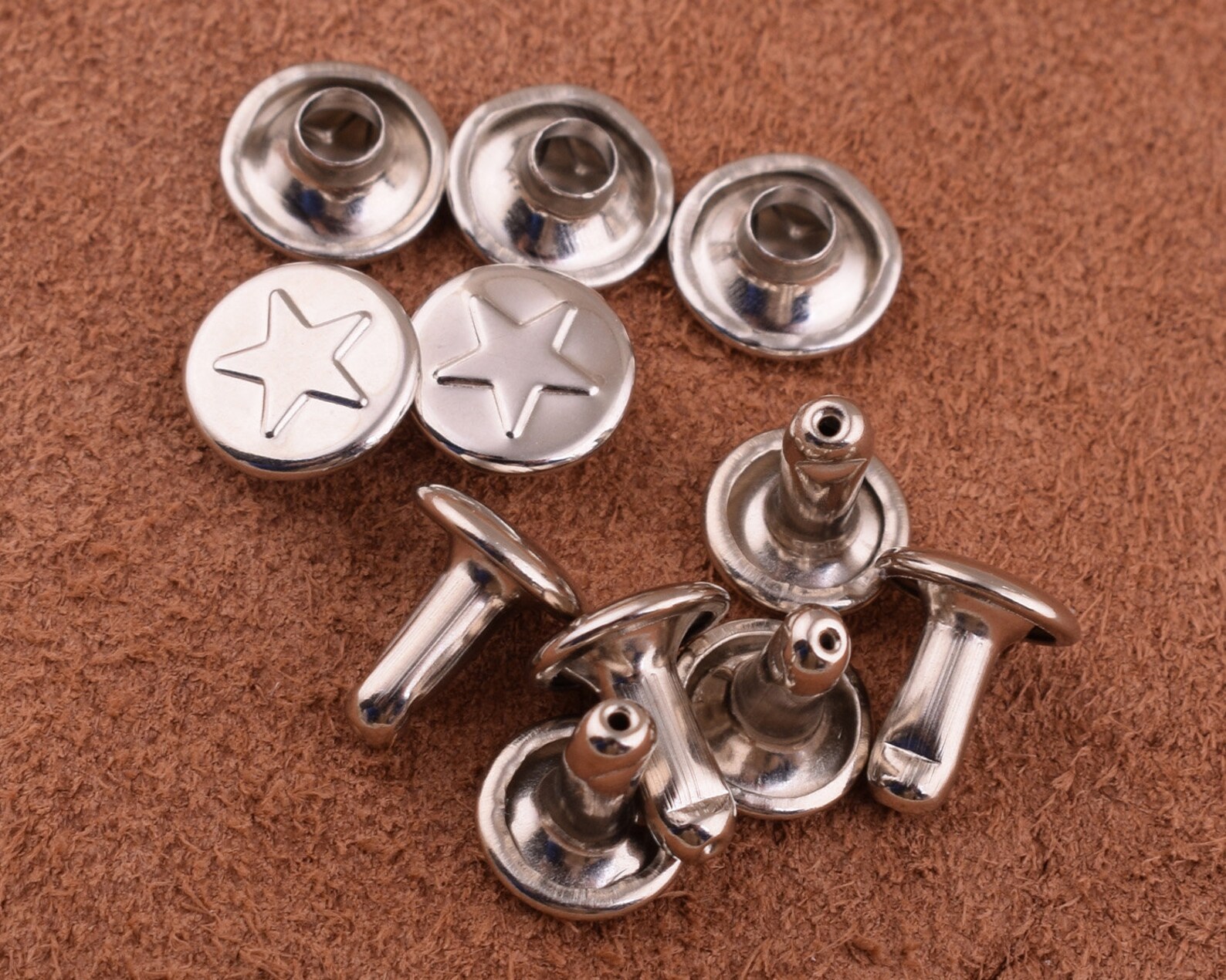 9*9.5mm Silver Rivets Pentacle Rivet 50sets Metal Button Double Capped ...