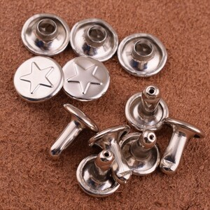 9*9.5mm Silver Rivets Pentacle Rivet 50sets Metal Button Double Capped ...