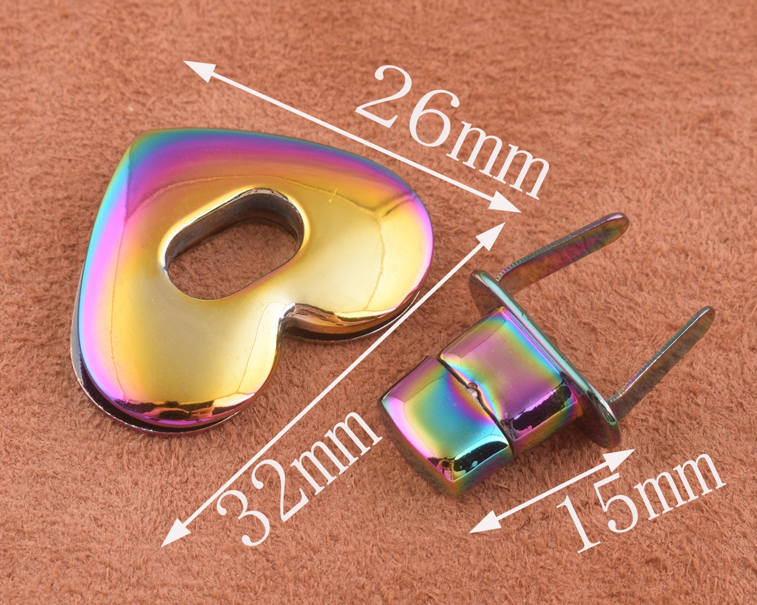 Rainbow Finish Twist Lock Heart Shape Iridescent Twist Lock - Etsy