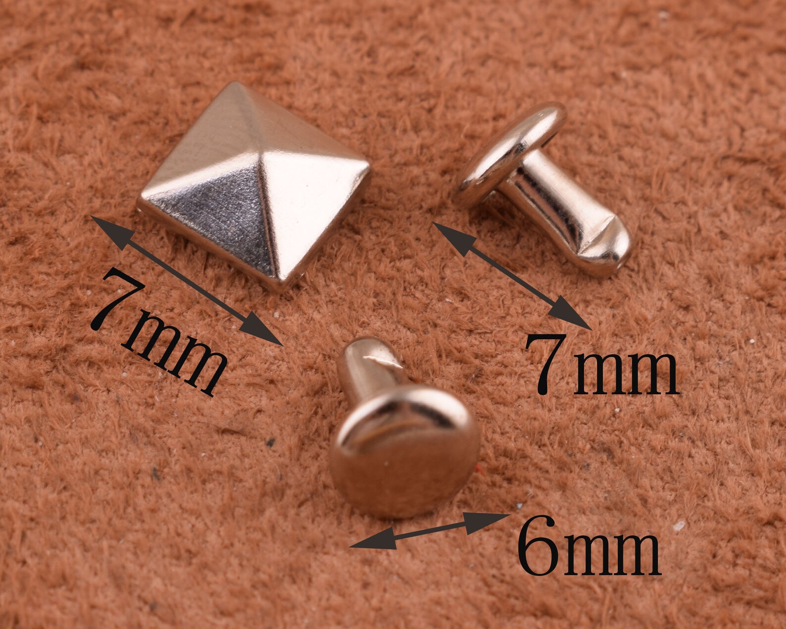 Silver Pyramid Rapid Rivetpyramid Square Rivet Studs7mm Glam - Etsy