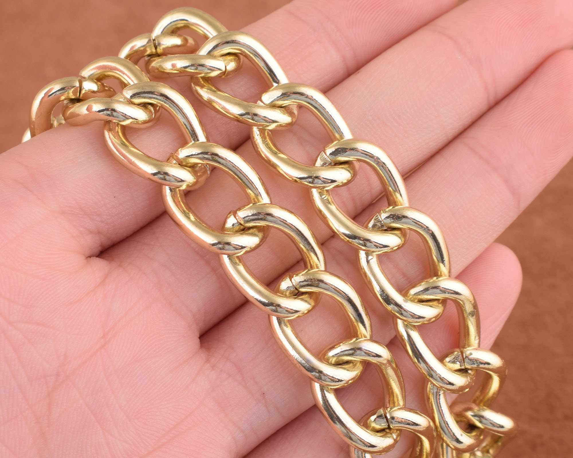 17*13mm Curb Open Link Chain Light Gold Metal Chain Link Thick Metal ...