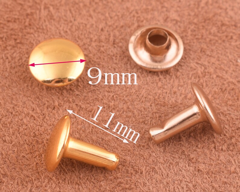 Light gold/gold medium Rivets 119mm Metal Button Double Cap | Etsy