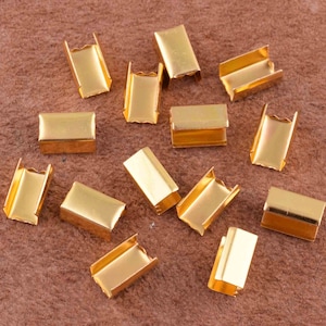Ribbon Clamps Gold Clamps Crimp Ribbon End,11*7mm Fastener Clasp Crimp ...