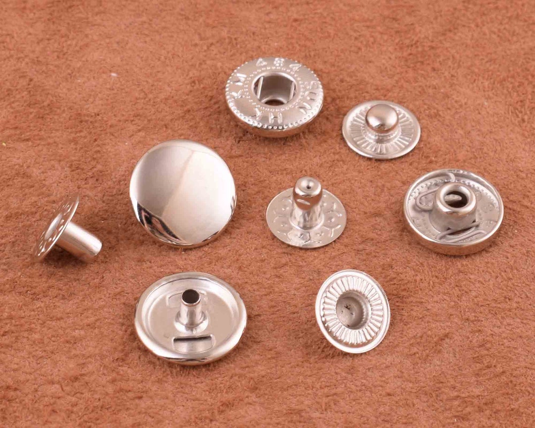 Silver Snap Button Snap Fastener Press Stud Closure Buttons,15mm Snap ...
