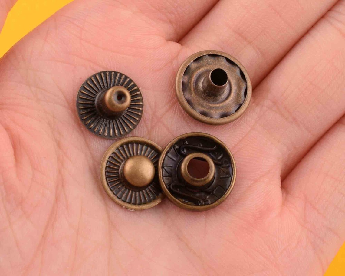Metal Snap Buttons50 Sets Iron Bronze Round Snap Fasteners | Etsy